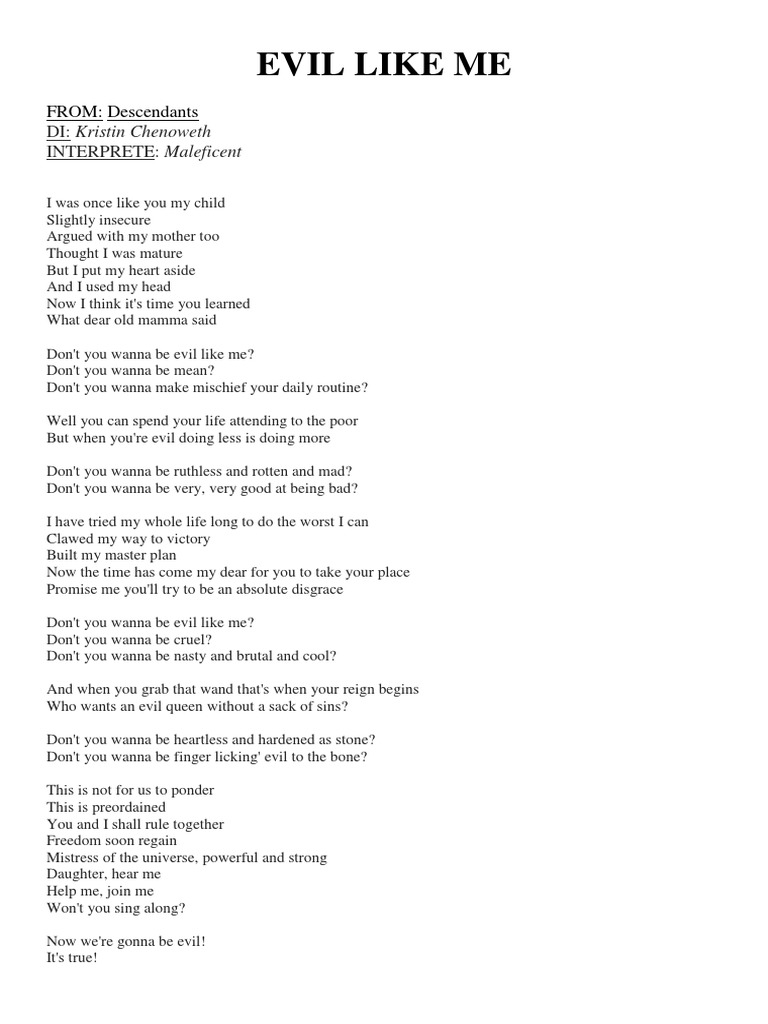 Evil Like Me: DI: Kristin Chenoweth INTERPRETE: Maleficent | PDF
