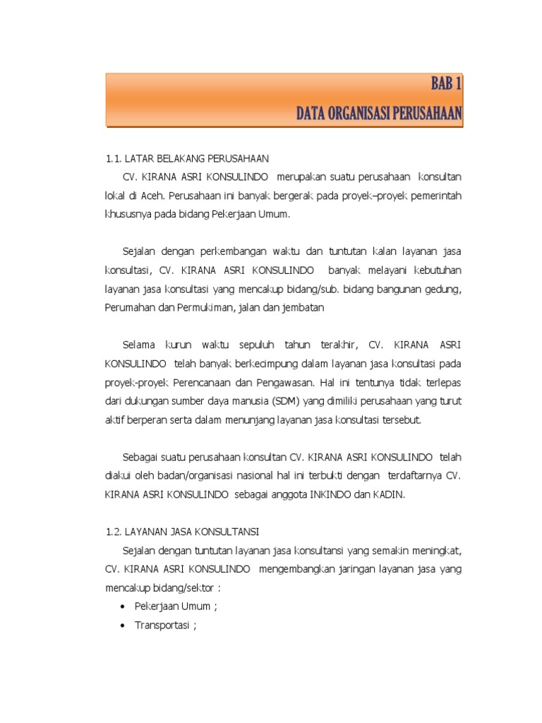 Data Organisasi Perusahaan | PDF