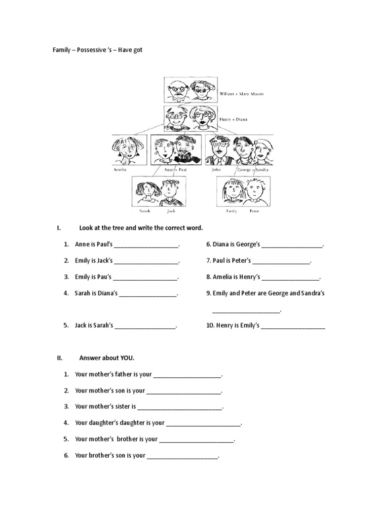 Family Possessive 's Exercises | PDF | Language Arts & Discipline ...