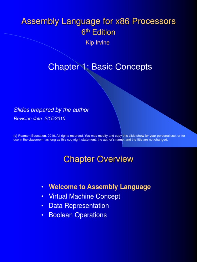 Assembly Language For X86 Processors Chapter 1 Basic Concepts Pdf Integer Computer 
