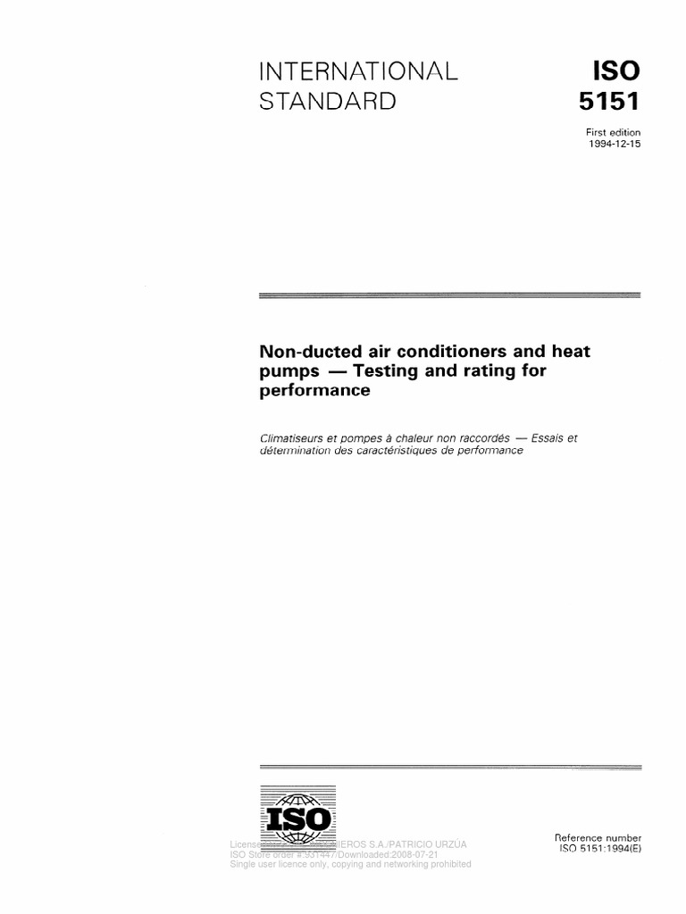 ISO 5151 1994 PDF Version (En) | PDF | Air Conditioning | Hvac