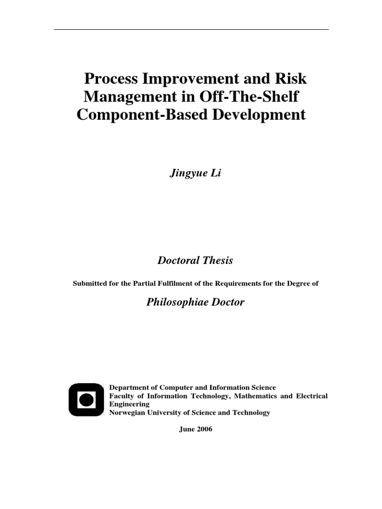 Process Improvement and Risk Management in Off-The-Shelf Component-Based Development | PDF ...