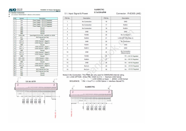 Samsung LG Auo Pinout | PDF