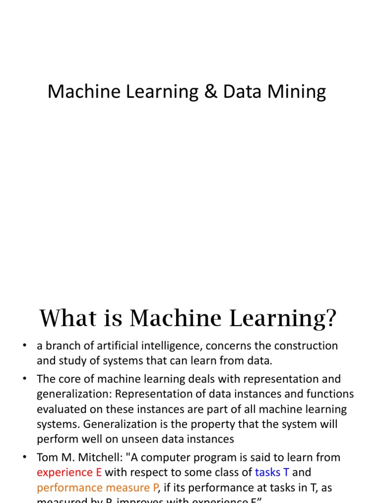 Machine Learning And Data Mining Overview Pdf Machine Learning