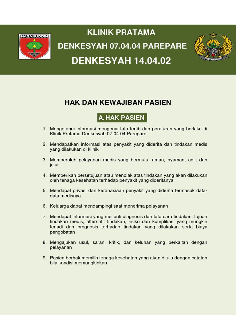 Hak Dan Kewajiban Pasien | PDF