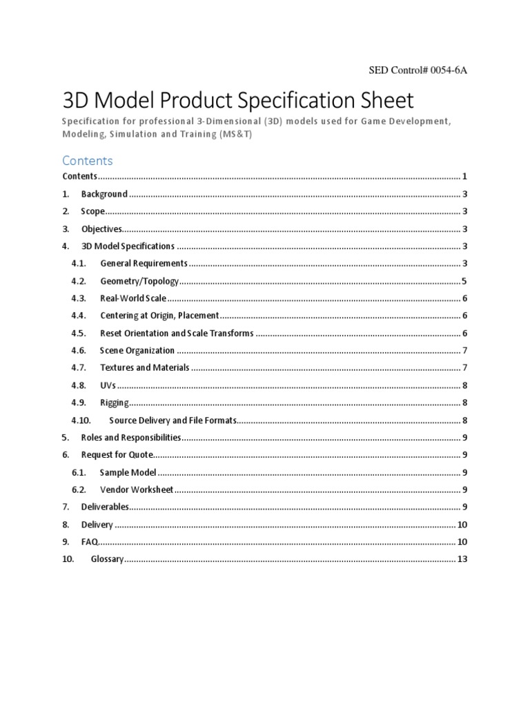 3D Model Spec Sheet for MilGaming Library | PDF | 3 D Modeling | 3 D ...