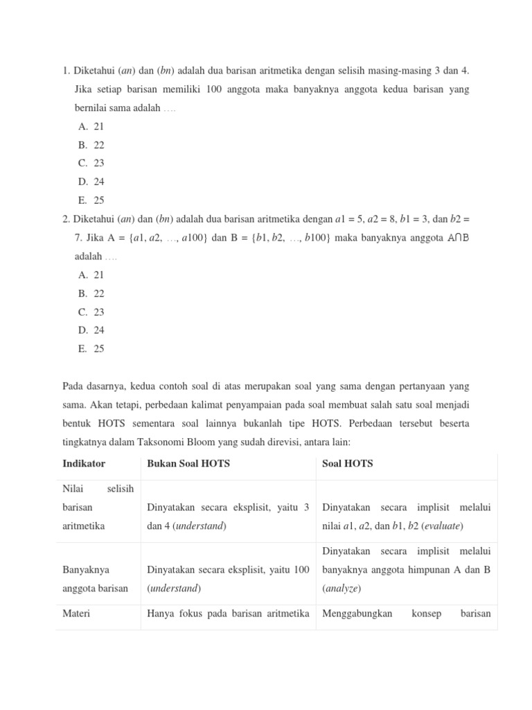 CTH Soal Hots | PDF