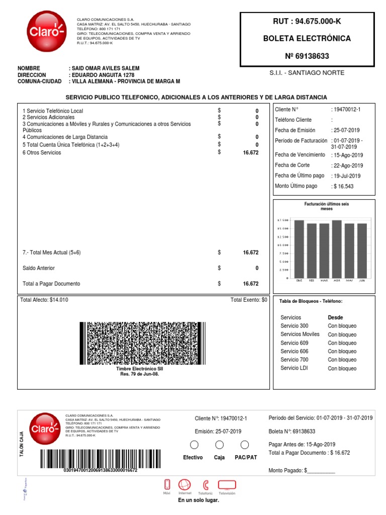 Boleta Internet Claro | PDF | Tecnología de medios | Redes
