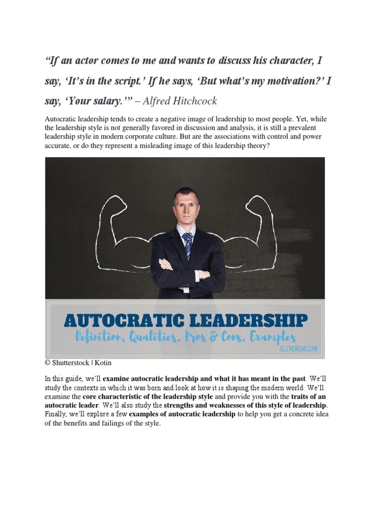 Autocratic Leadrship | PDF | Leadership | Decision Making