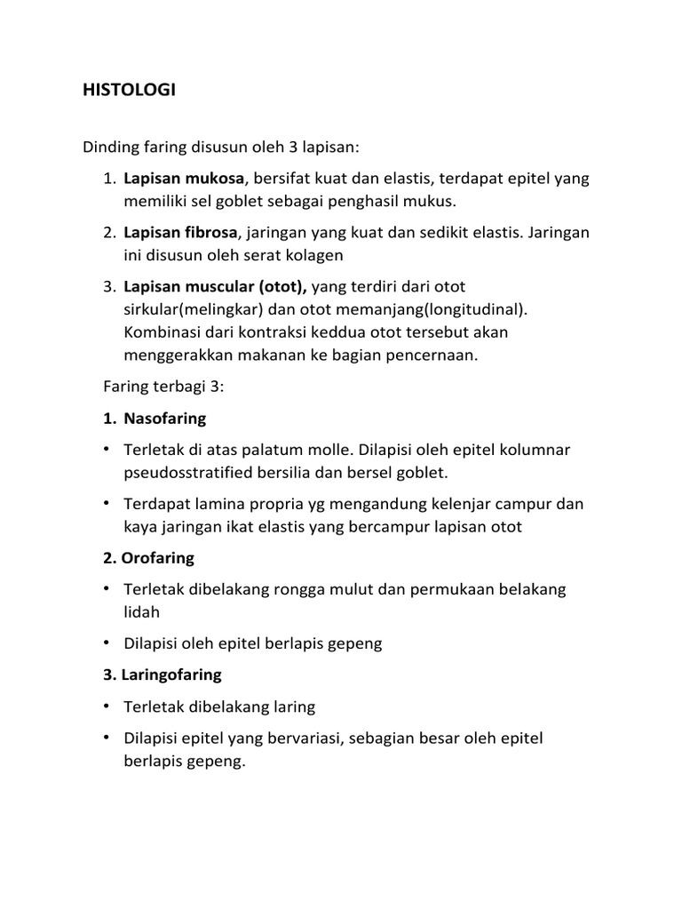 HISTOLOGI FARING DAN EPITEL RESPIRASI | PDF