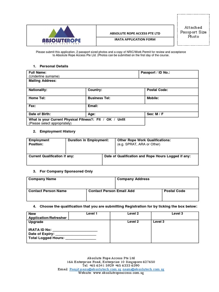 IRATA Application Form (Updated) | PDF | Fee | Cheque