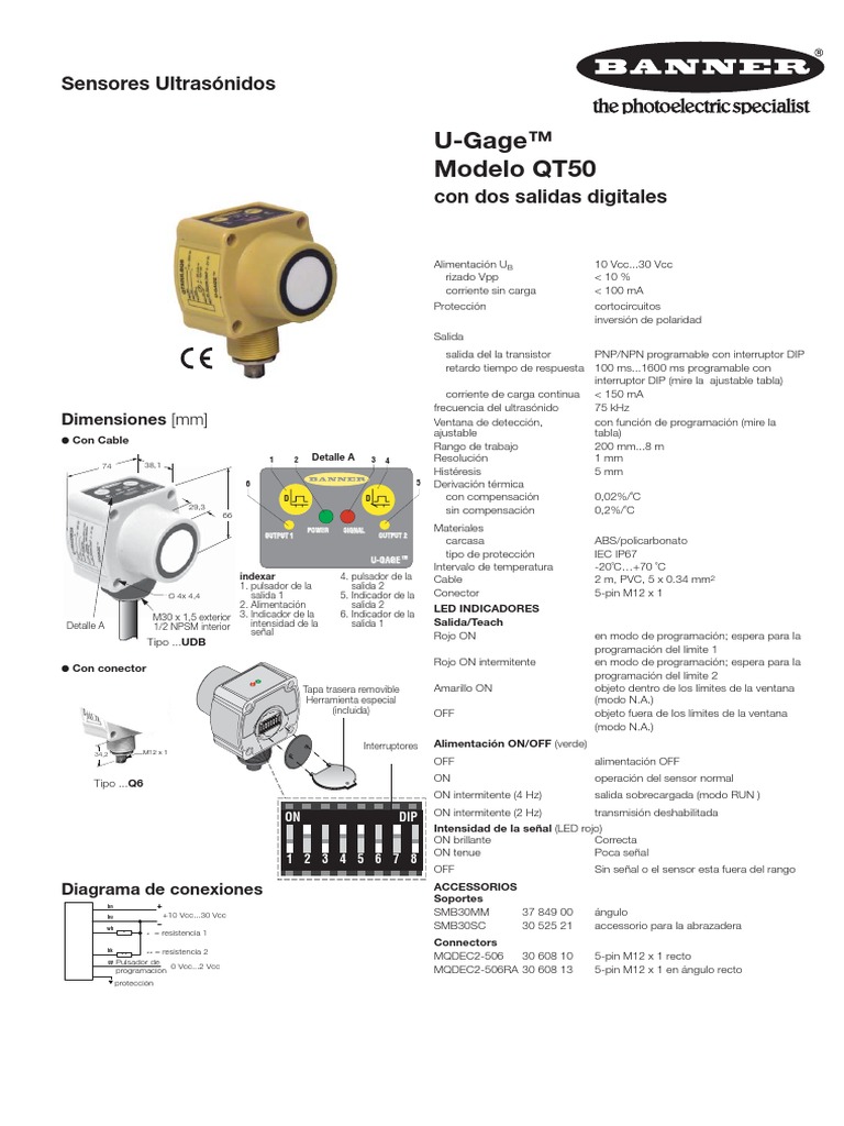 Sensor Ultrasónico QT50U Con Salidas Digitales | PDF | Ingeniería ...