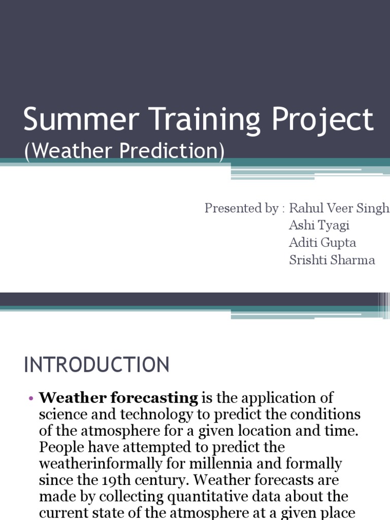Summer Weather Prediction Project | PDF | Weather Forecasting | Weather