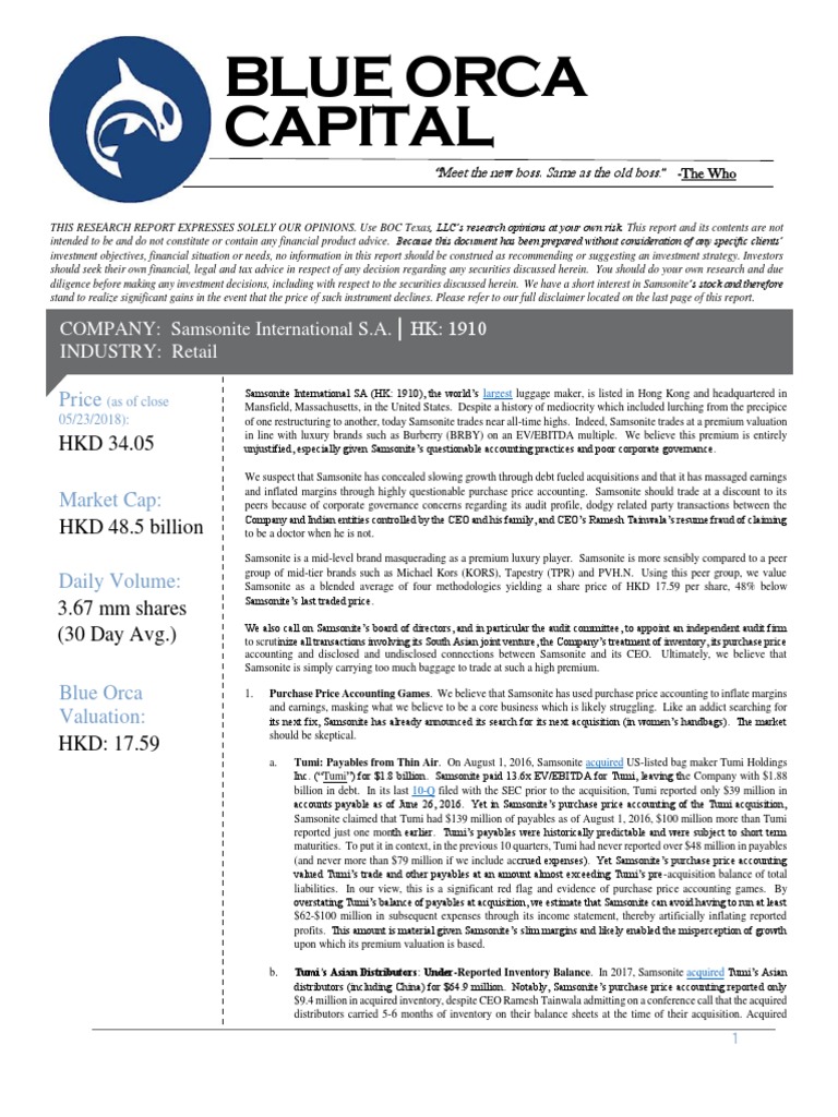 Blue Orca - Short Samsonite (HK 1910) | PDF | Accounts Payable ...