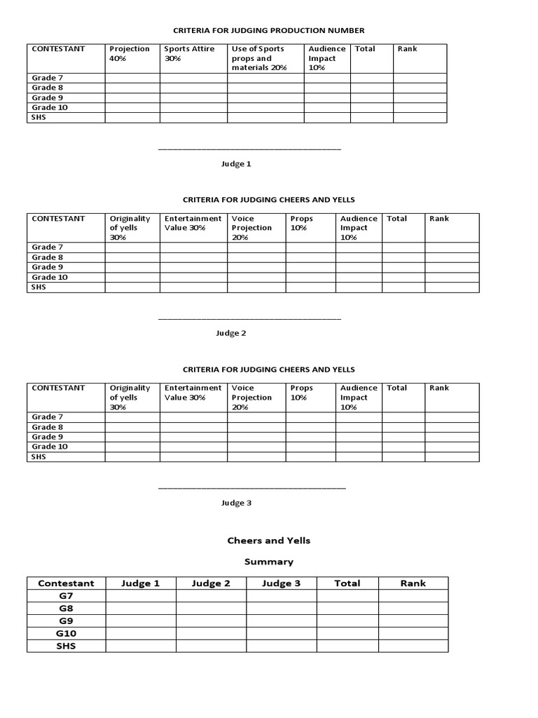 School talent show judging criteria | PDF | International Economic ...