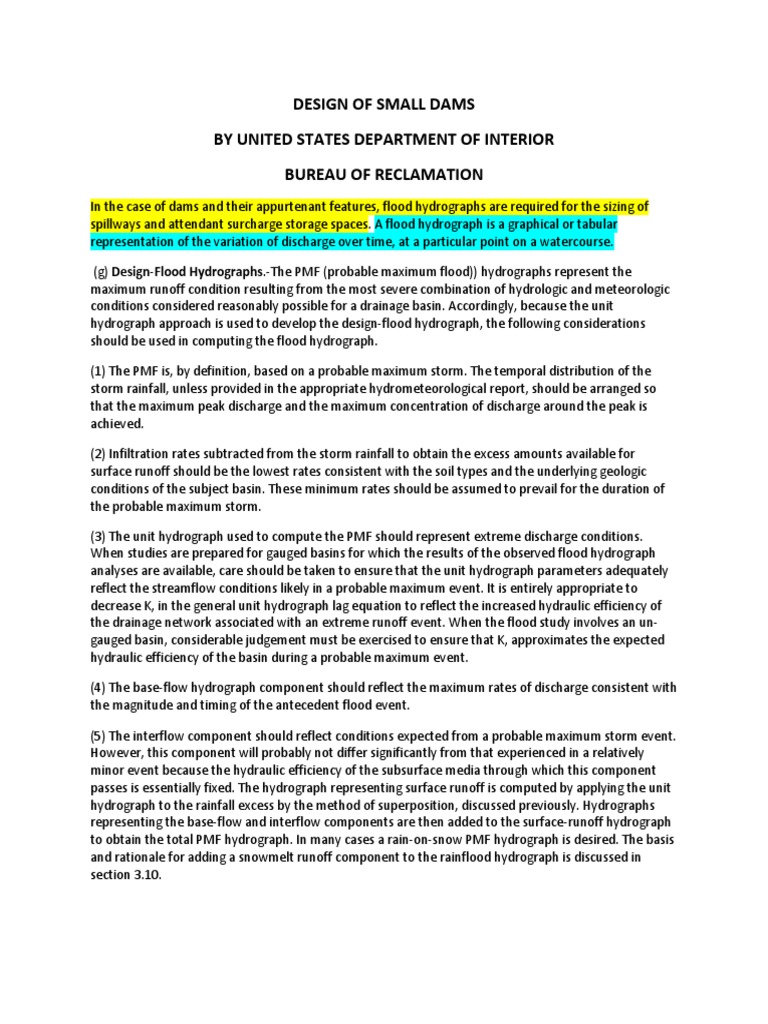 Estimating Peak Floods and Spillway Design for Small Dams Based on ...