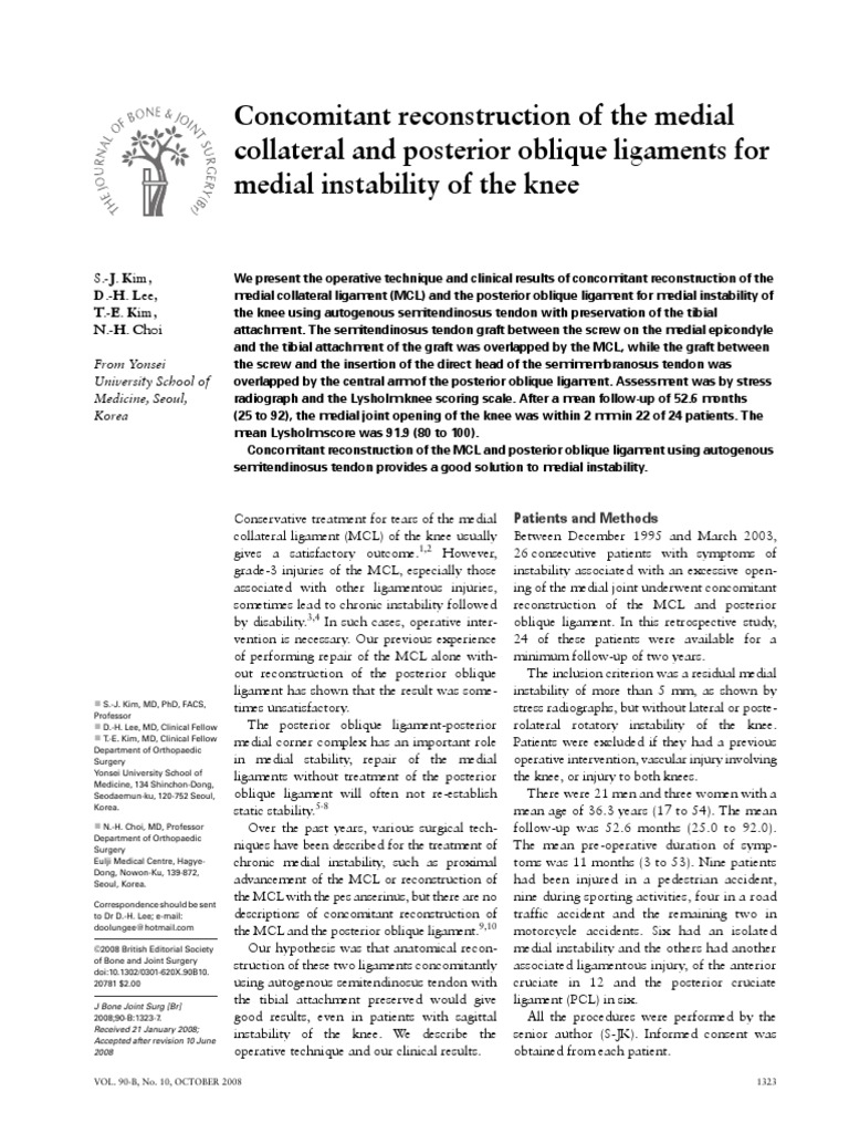 Kim Technique MCL and POL | PDF | Knee | Limbs (Anatomy)
