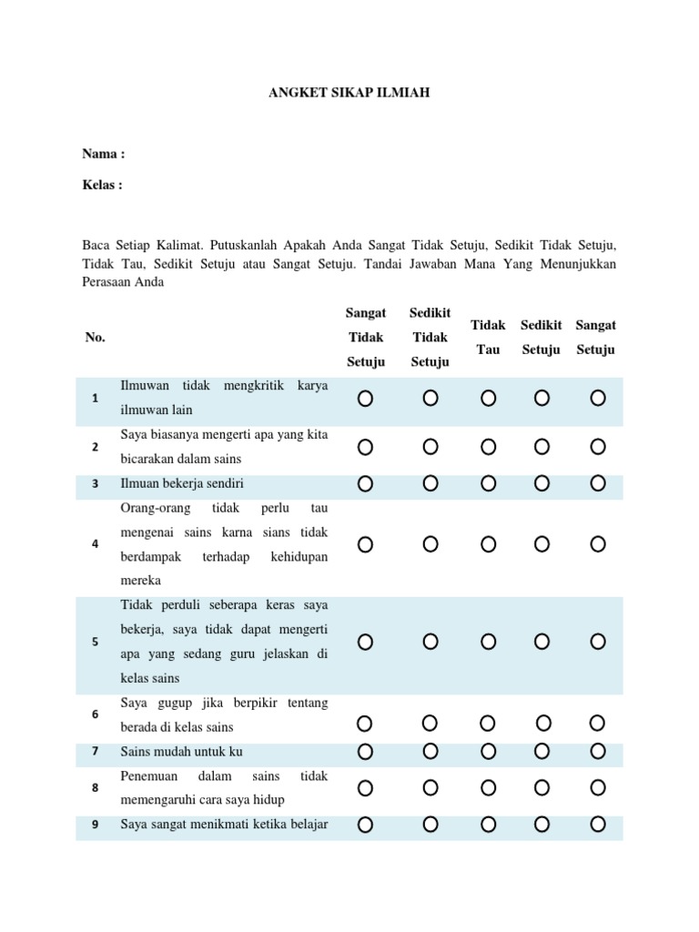 Angket Sikap Ilmiah | PDF