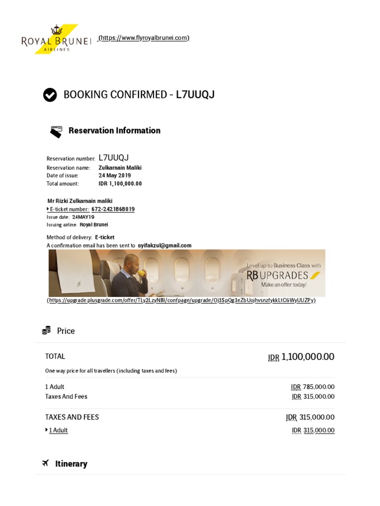 RBA Ticket Example | PDF | Aviation | Business