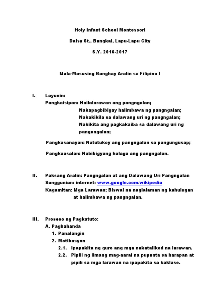 Lesson Plan Pangngalan | PDF