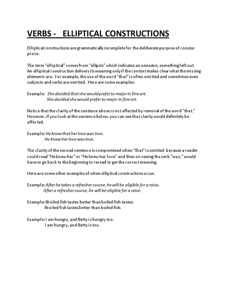 VERBS Elliptical Construction | PDF | Syntax | Language Mechanics