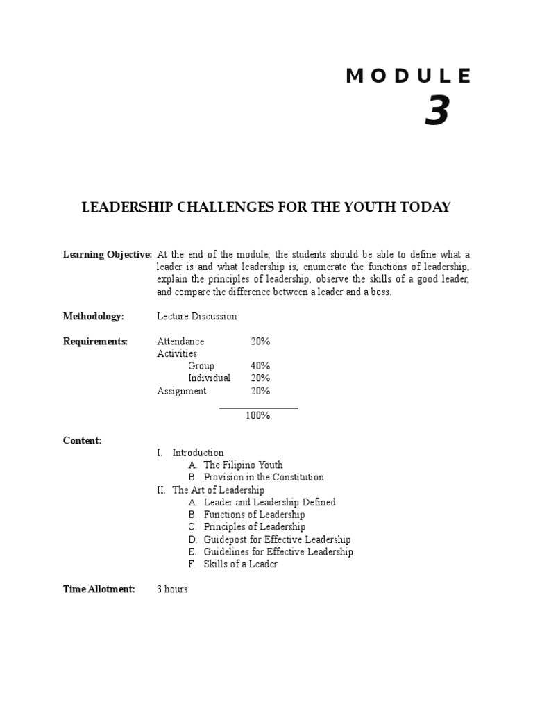 Module 3 Leadership Challenges | PDF | Goal | Leadership