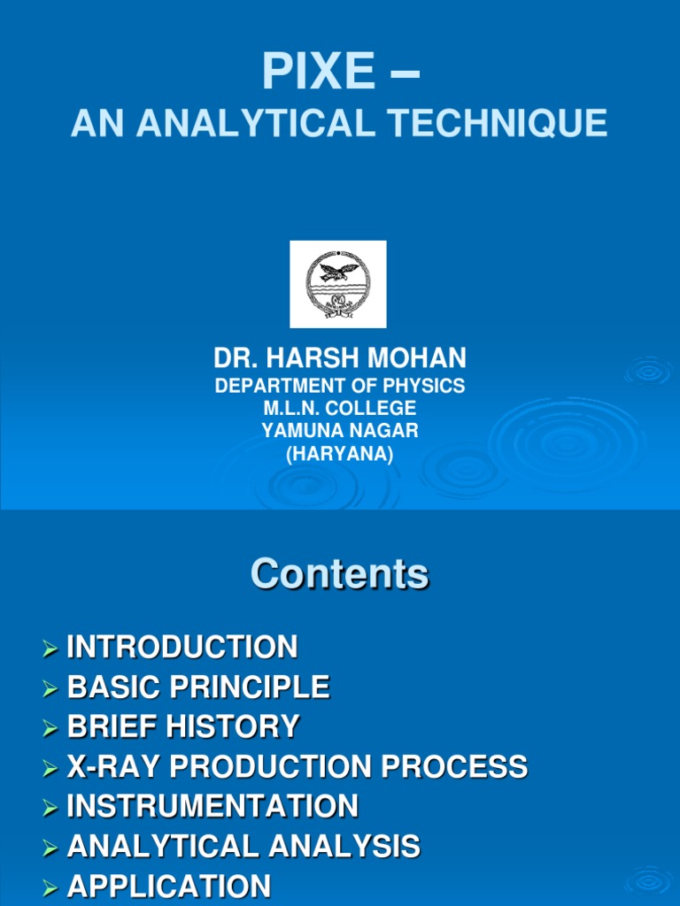 An Analytical Technique: Pixe | PDF | X Ray | Emission Spectrum