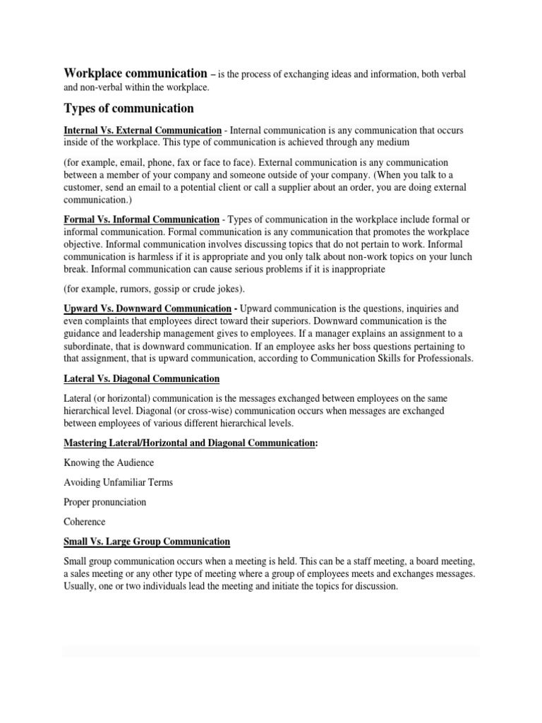 Effective Workplace Communication: Understanding the Types, Qualities ...