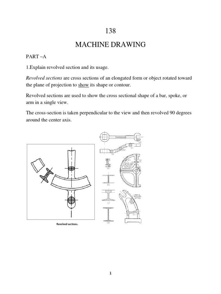 138 Machine Drawing: Revolved Sections Are Cross Sections of An ...