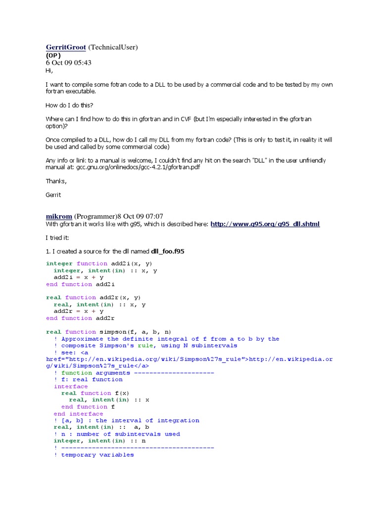 DLLs and GFortran | PDF | Parameter (Computer Programming) | C (Programming Language)