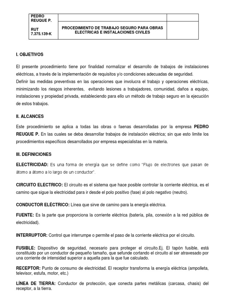 Pts Riesgo Electrico Pdf Electricidad Fusible Eléctrico