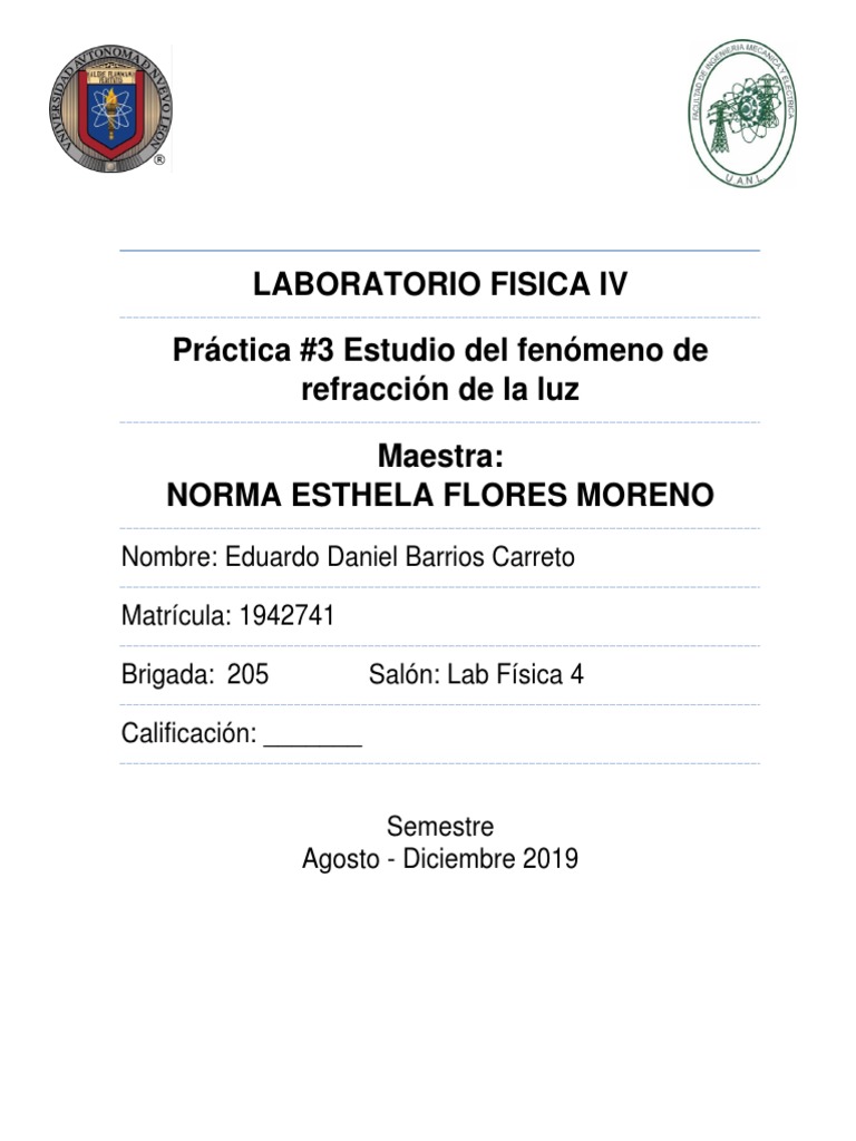 Practica #3 Lab Fisica 4 FIME | PDF | Refracción | Ligero