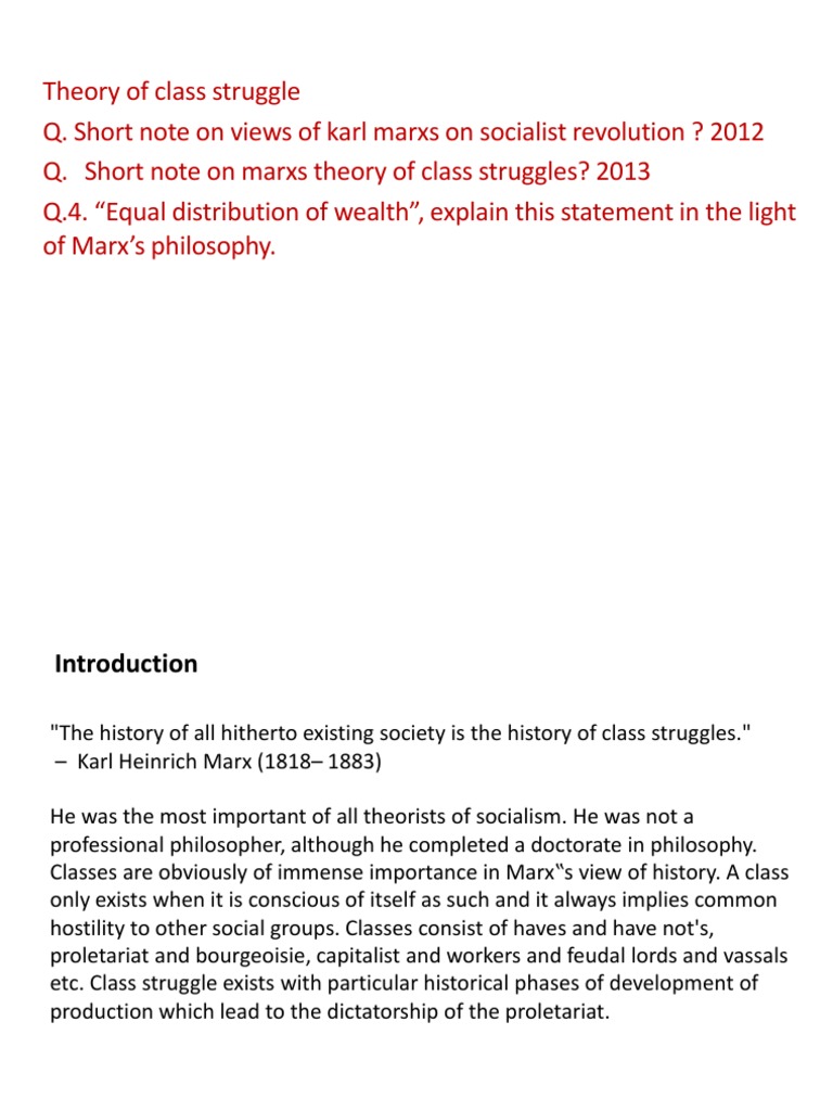 Marx Class Struggle | PDF | Class Conflict | Marxism