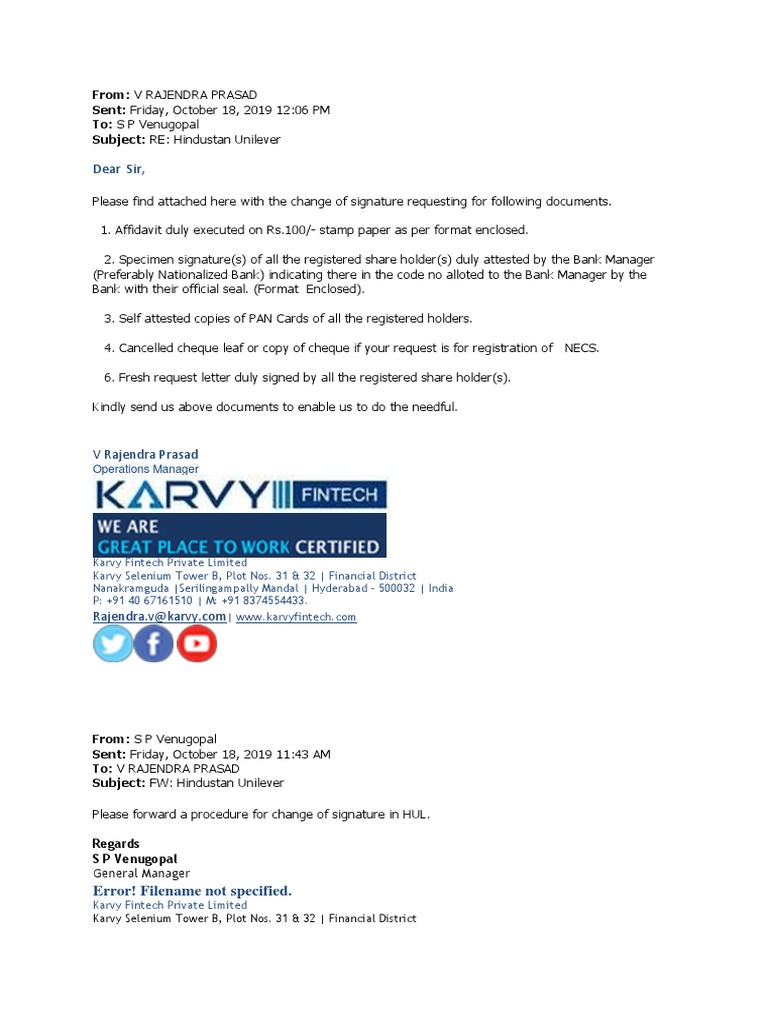 Signature Change Procedure Request | PDF | Finance & Money Management