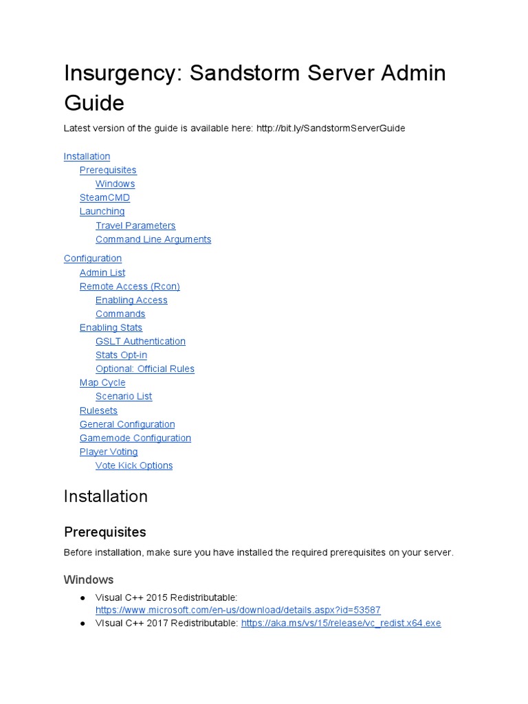 Insurgency: Sandstorm Server Admin Guide | PDF | Command Line Interface | Server (Computing)