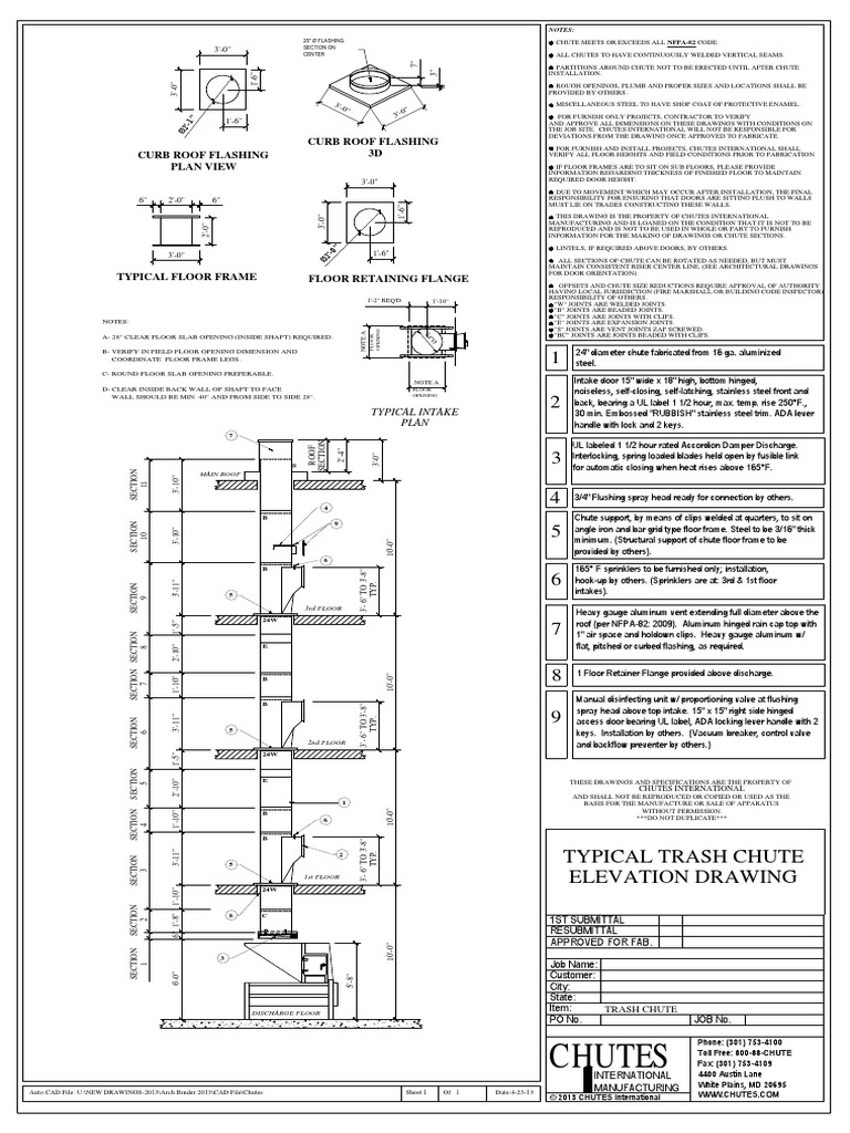 1 Typical Trash Chute Elevation | PDF | Door | Economic Sectors