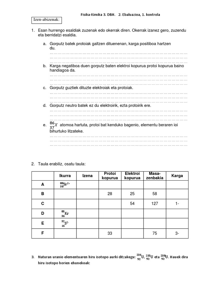 Azterketa Kimika | PDF
