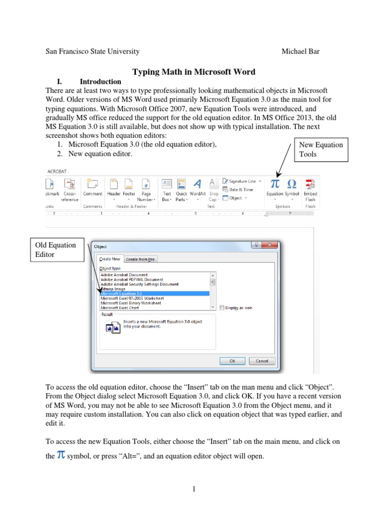 Typing Math in MS Word | PDF | Microsoft Word | Microsoft Office