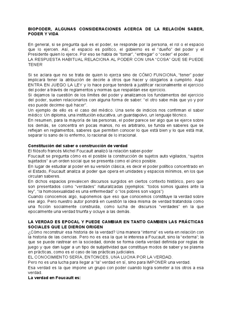 Biopoder | PDF | Michel Foucault | Verdad