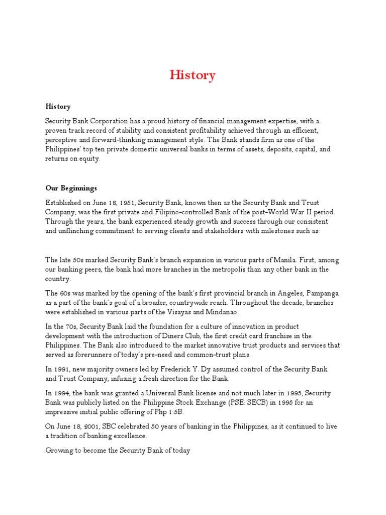 History of Security Bank | PDF | Securities (Finance) | Empowerment
