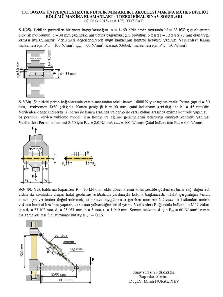 Makel-1 Final Sınav Soruları - 2015 | PDF