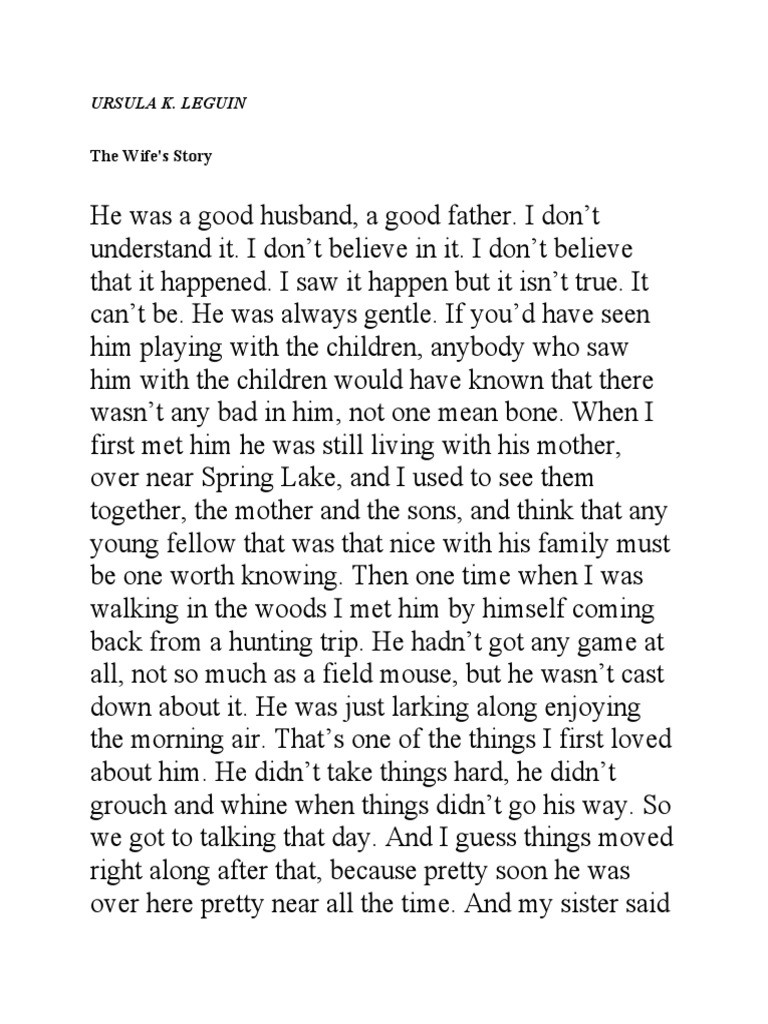 The Wife's Story by Ursula K.leguin | PDF