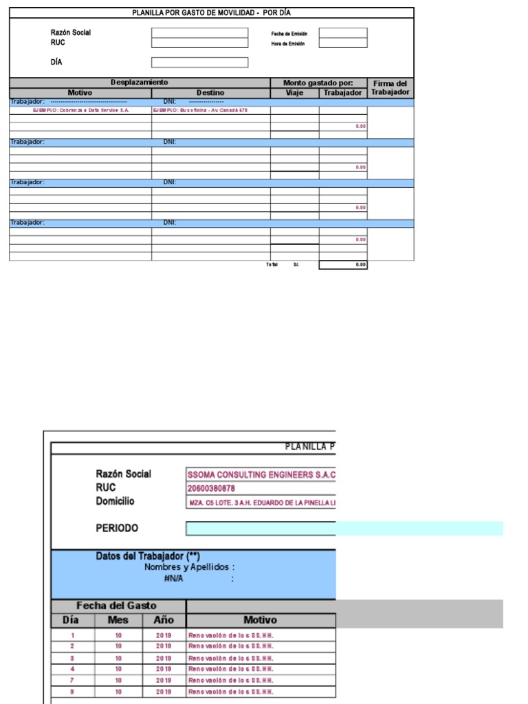 Planilla de Movilidad | PDF