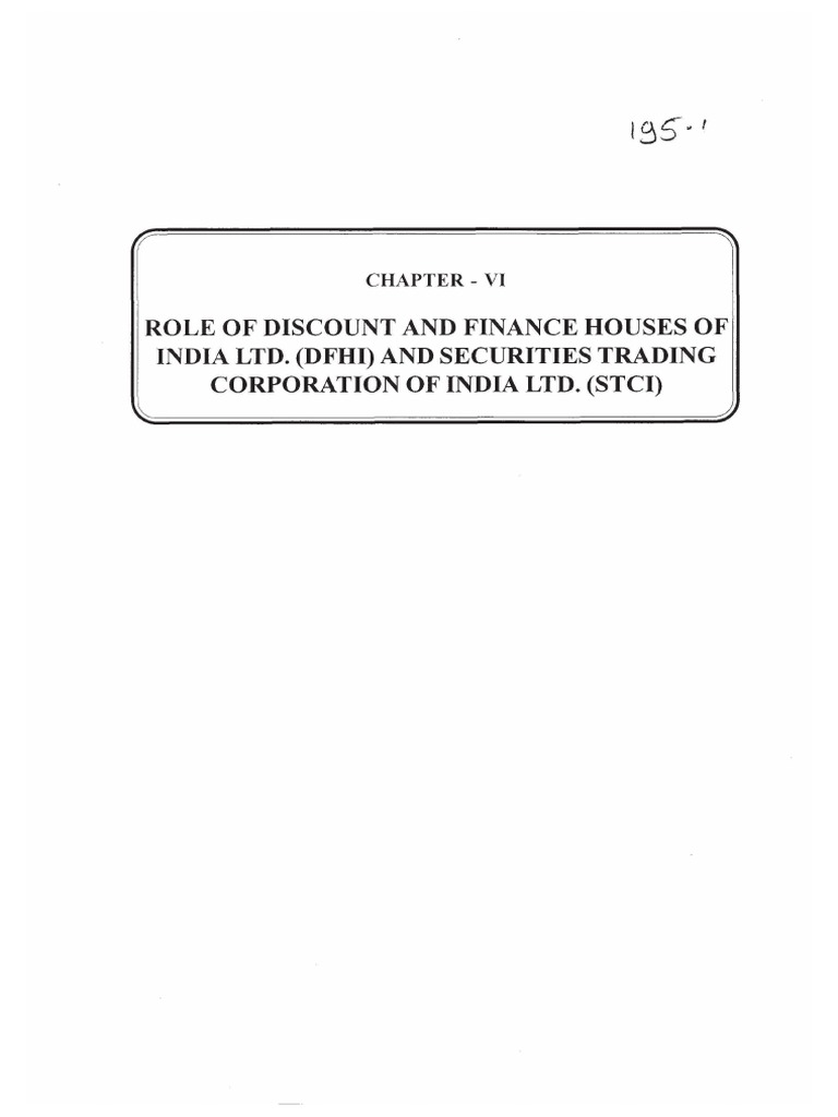 Role of DFHI PDF | PDF
