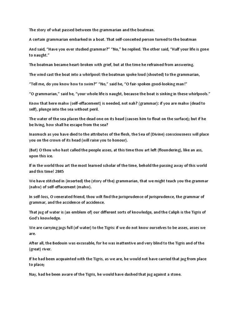 The Grammarian and the Boatman: A Parable | PDF