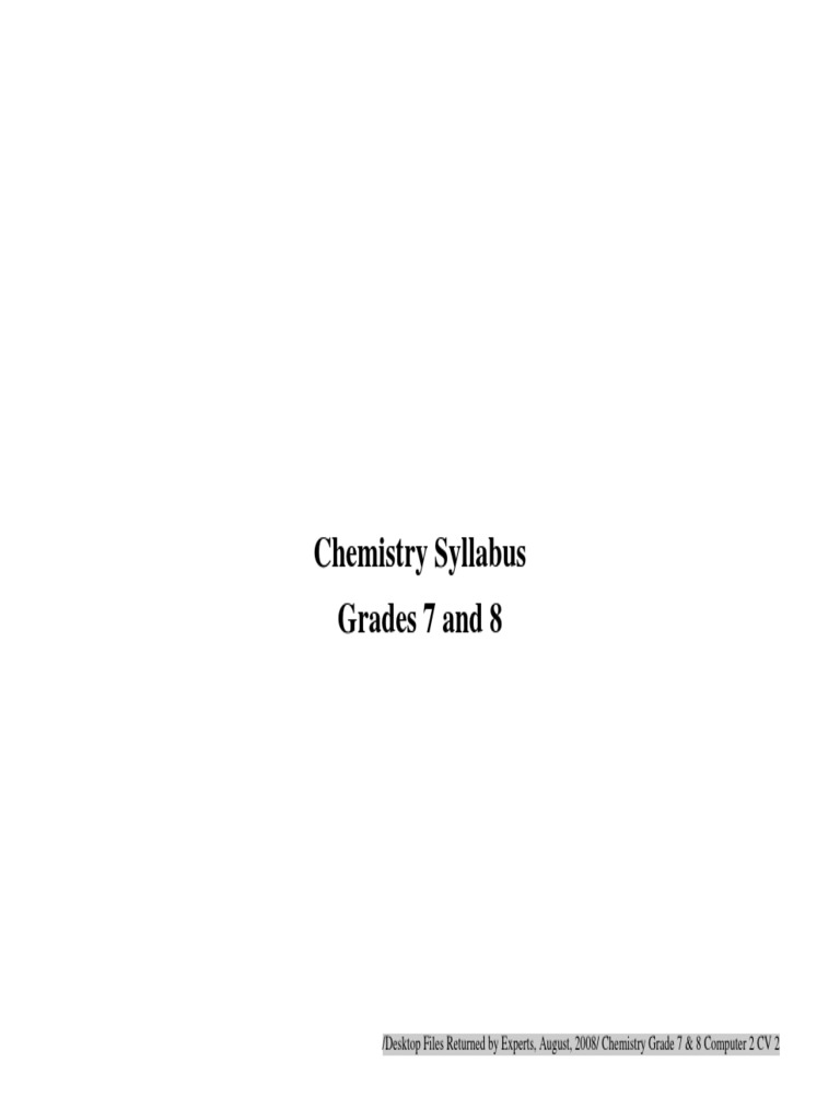 Chemistry Syllabus Grades 7 and 8 | PDF | Chemical Elements ...