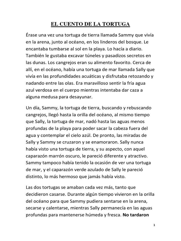 El Cuento de La Tortuga | PDF | Tortuga | Tortuga marina