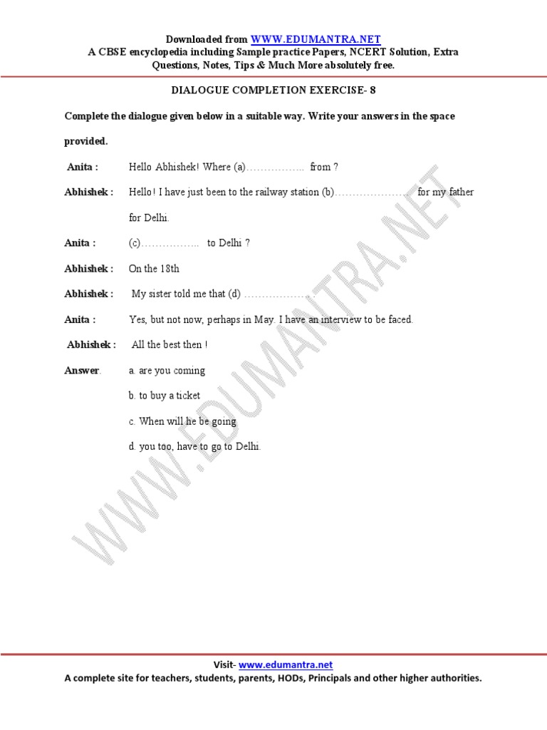 8 Dialogue Completion | PDF