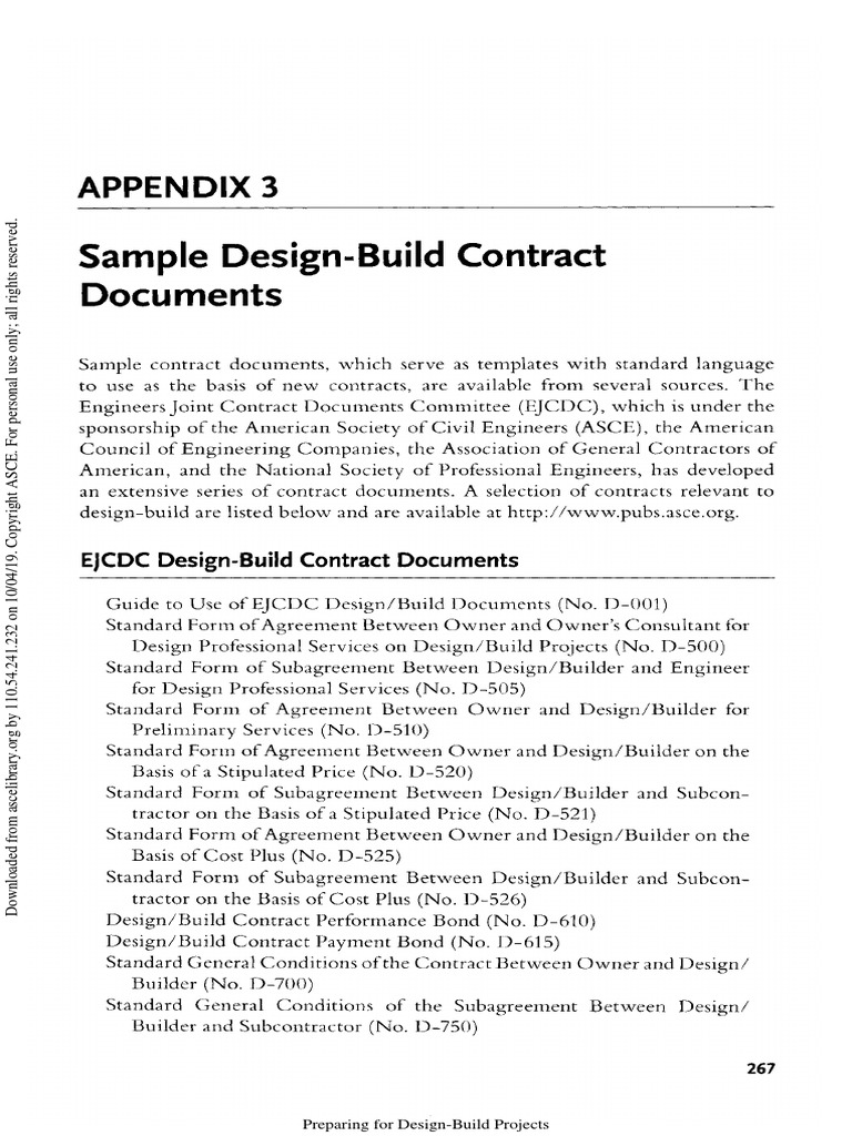 Sample Design-Build Contract Documents: Appendix 3 | PDF | General ...
