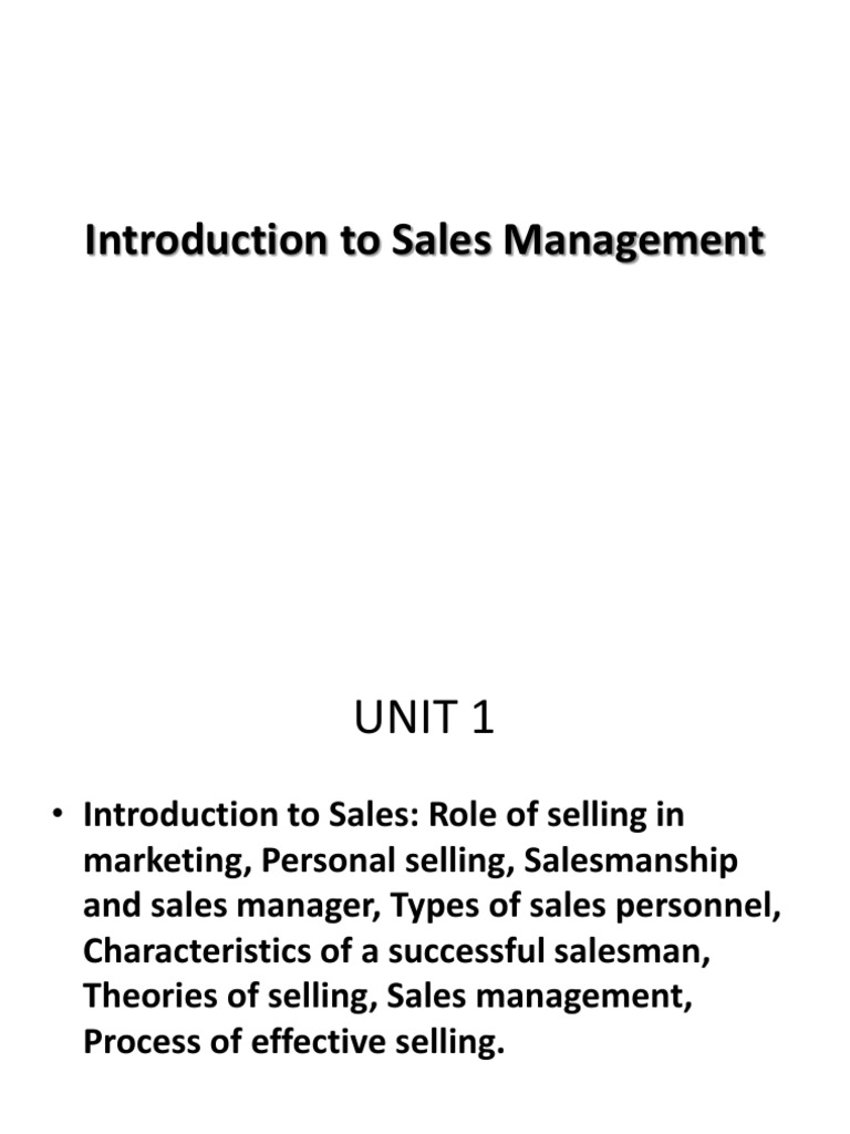 Introduction To Sales Management | PDF | Sales | Retail